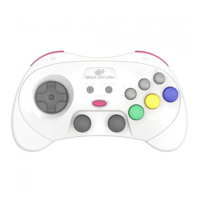 Retro Bit Sega Saturn 2.4ghz Wireless Pro Controller for PC Mac White